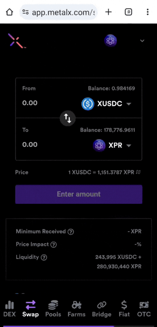 ¿Cómo hago un swap en Metal X usando un dispositivo Android o iOS ...